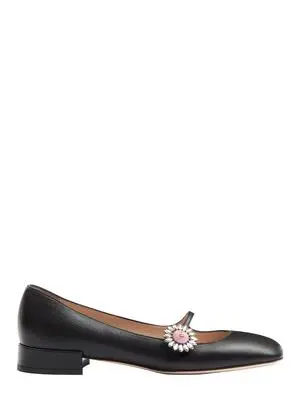 Valentino Garavani Leather Mary Jane Flats - Black