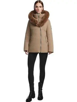 Rudsak Fitted Down Parka With Faux Fur Trim - Brown