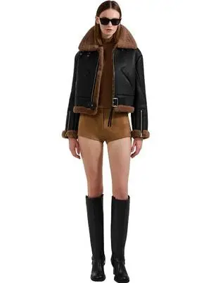 Rudsak Polina Shearling Moto Jacket - Black