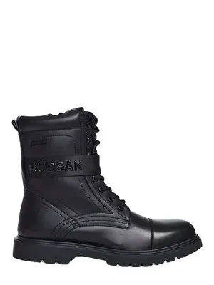 Rudsak Leather Lace-up Combat Boots - Black