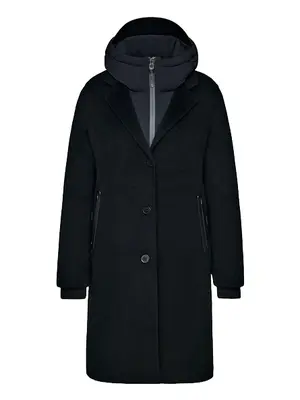 Rudsak Wool Coat With Leather Sleeves - Black