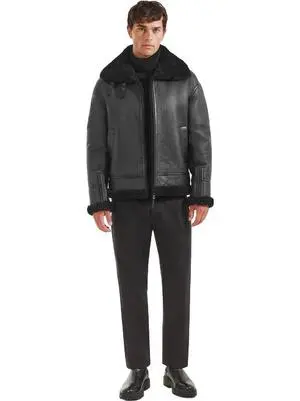 Rudsak Conor Shearling Leather Coat - Black