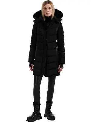 Rudsak Quilted Down Puffer With Faux Fur Trim - Black