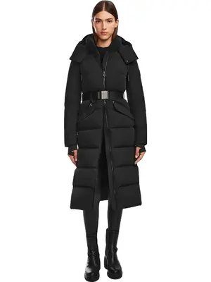 Rudsak Quilted Long Down Puffer With Belt - Black