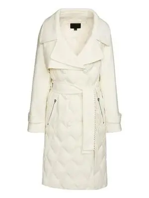 Rudsak Long Quilted Down And Wool Trench Coat - Natural