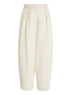 Altuzarra Dash Pleated Crepe Tapered Pants Ivory