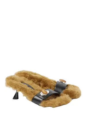 Christopher Esber Turnlock Shearling Mules - Brown