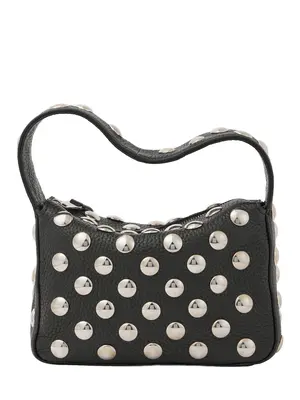 Khaite Elena Small Studded Leather Shoulder Bag Black