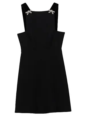 Prada Embroidered Cady Woven Mini Dress - Black