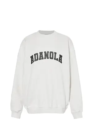ADANOLA Oversized Crewneck Cotton Fleece Sweatshirt - Light Grey Melange/black