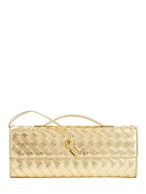 Bottega Veneta Andiamo Leather Clutch - Gold-m Brass
