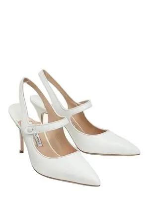 Manolo Blahnik Camparisli Leather Pumps - White
