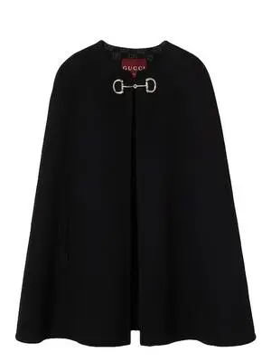 Gucci Wool And Silk Horsebit Cape - Black