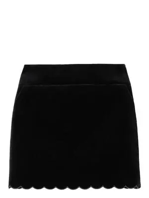 Chloé Scalloped Velvet Mini Skirt - Black