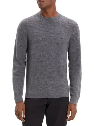 Theory Maden Textured Crewneck Sweater - Dark Grey Melange
