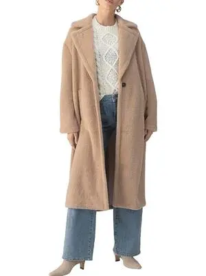 Sanctuary Live In Faux Fur Overcoat - Warm Camel