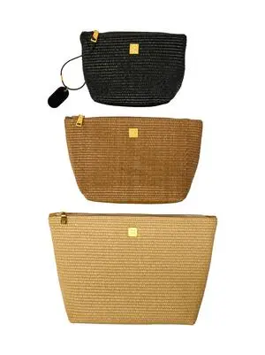 THINK ROYLN Travel Trio Raffia Pouches - Dune Raffia