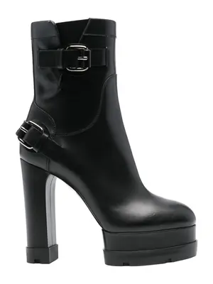 Casadei 130mm Leather Ankle Boots - Black
