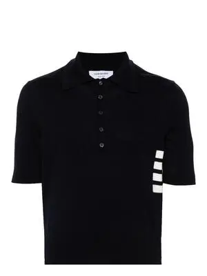 Thom Browne 4-bar Knitted Polo Shirt - Blue
