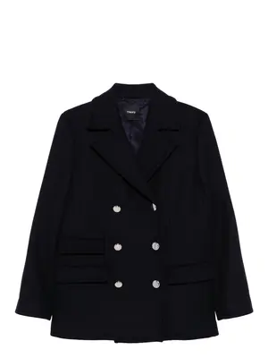 Theory Felted-finish Pea Coat - Blue