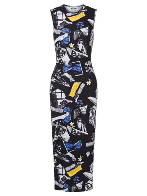 Moschino Printed Midi Dress - Black