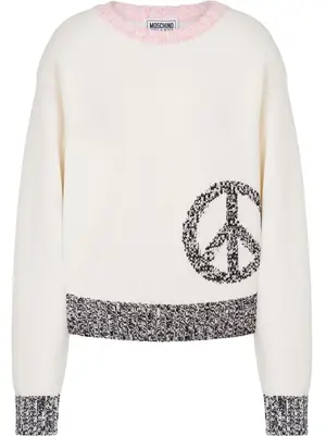 Moschino Peace Intarsia Jumper - White