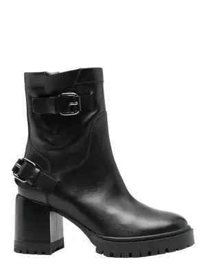 Casadei 80mm Leather Biker Boots - Black
