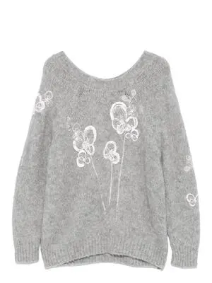 Bernadette Floral-motif Sweater - Grey