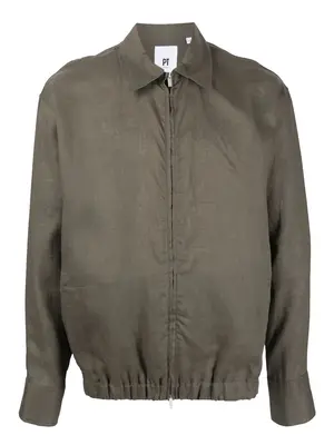 PT TORINO Zip-up Linen Shirt Jacket - Green