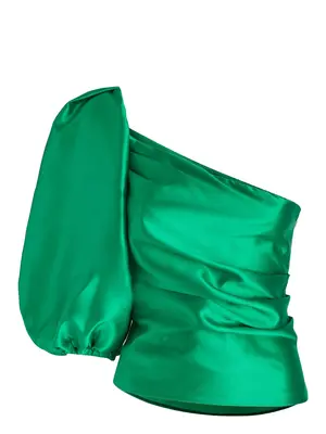SIMONA CORSELLINI Satin Asymmetric Top - Green
