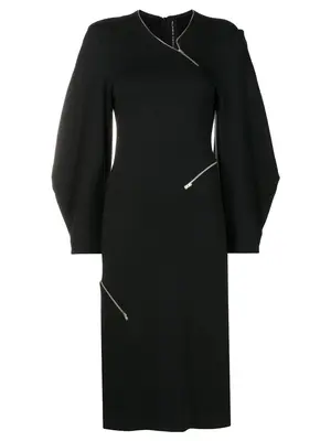 GLORIA COELHO Zip-detailed Midi Dress - Black