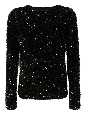 GLORIA COELHO Sequin-embellished Top - Black
