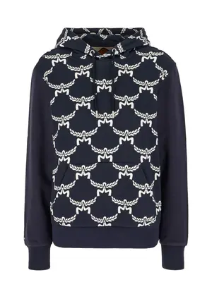 Mcm Printed Cotton Hoodie - Blue