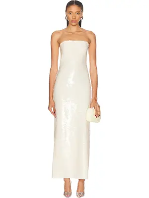 SEV Sequin Strapless Midi Dress - Ivory
