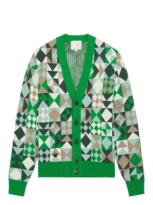 SHEEP INC. The Patchwork Cardigan - Bottle Green