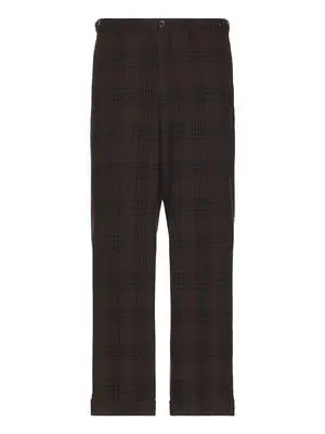 BEAMS Ivy Trousers Wide Recycle Wool Plaid - Brown