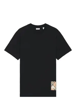 Burberry T-shirt With Check Label - Black