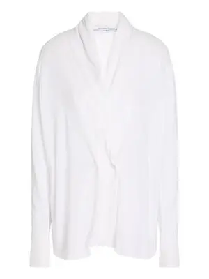 Another Tomorrow Another Tomorrow Draped Stretch-Crepe Blouse Ivory