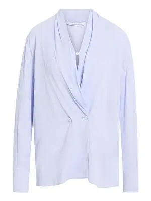 Another Tomorrow Draped Stretch-crepe Blouse - Lilac