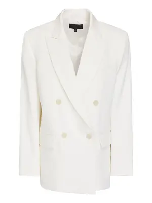 NILI LOTAN Grain De Poudre Wool Double-breasted Blazer - Ivory