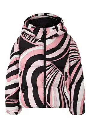 Emilio Pucci Printed Quilted Hooded Down Jacket - Pink