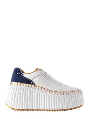 Chloé Nama Leather Platform Sneakers - White