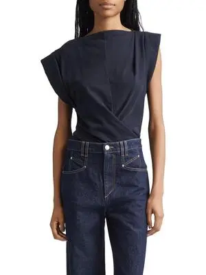 Isabel Marant Maisan Draped Cotton T-shirt - Black