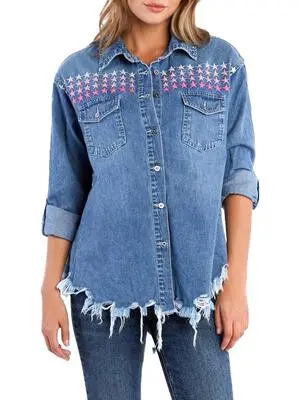 BILLY T Billy T Superstar Denim Shirt Pink Combo