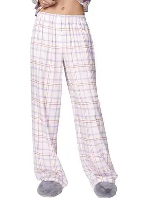 FLORENCE BY MILLS Plaid Flannel Sleep Pants Jet Stream Plaid