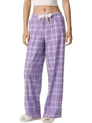 FLORENCE BY MILLS Plaid Flannel Sleep Pants Lavender Plaid