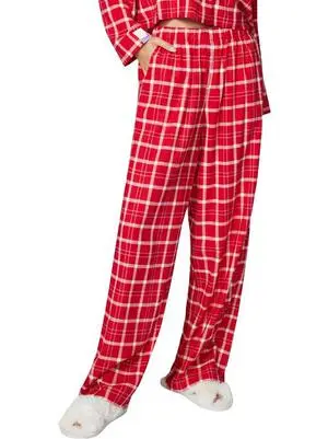 FLORENCE BY MILLS Plaid Flannel Sleep Pants Scarlet Plaids