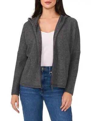 Vince Camuto Hooded Zip-up Sweater - Medium Heather Grey
