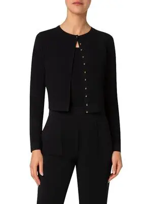 Akris Crop Crewneck Cardigan - Black