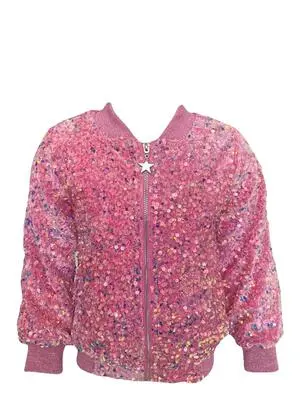LOLA + THE BOYS Sequin Bomber Jacket - Pink